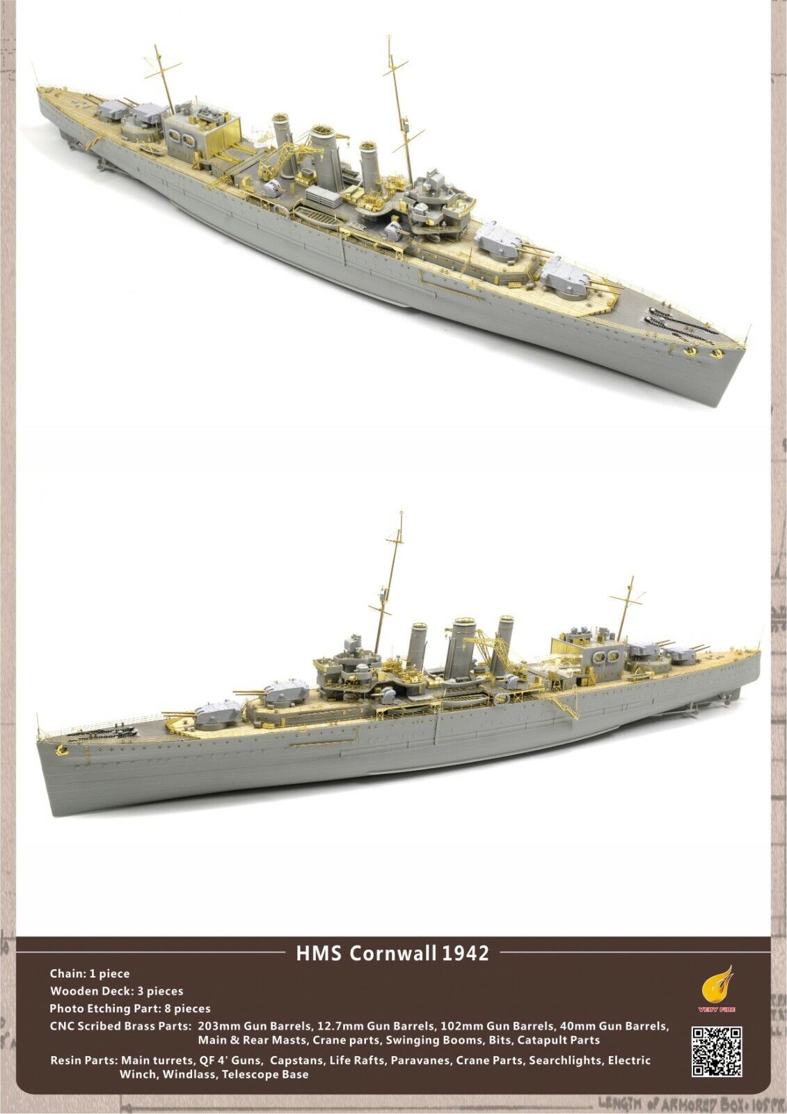 NNT Modell | 1/350 HMS Cornwall Heavy Cruiser Detail Up Set | online kaufen